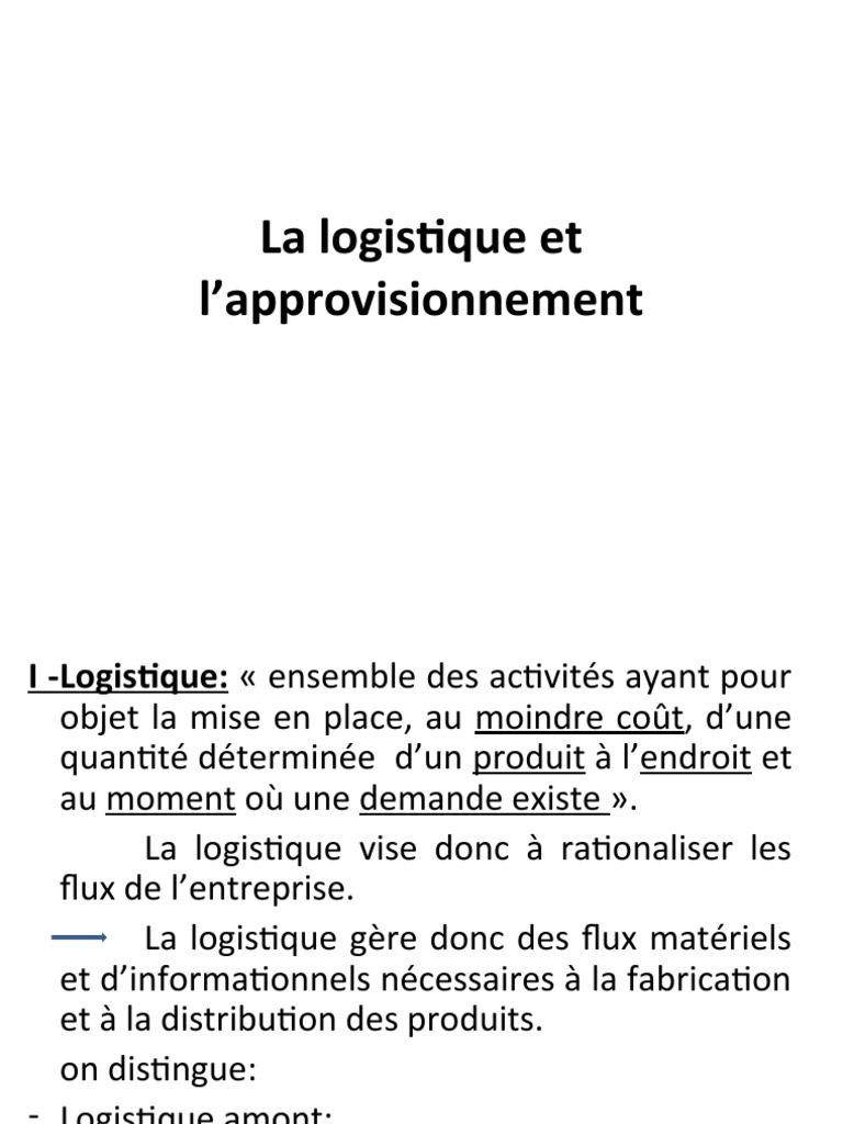 Logistique et Approvisionnement Efficaces | PDF | Logistique | Inventaire