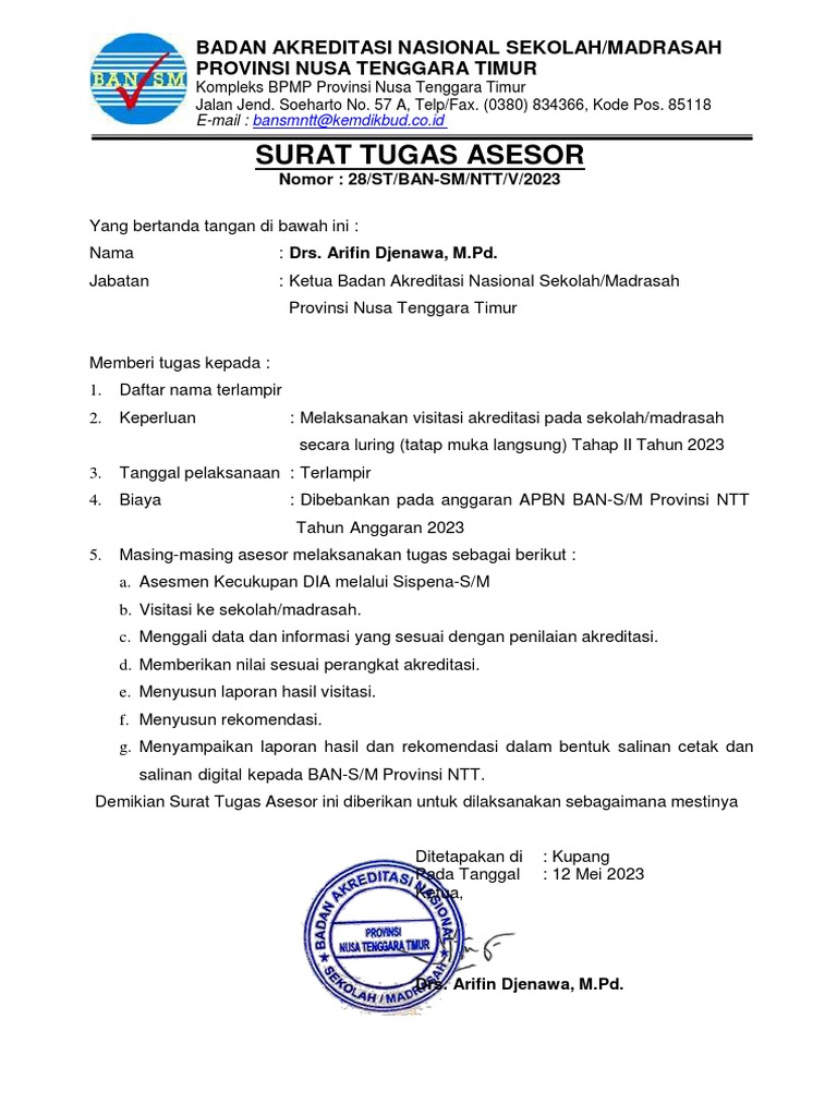 Surat Tugas Visitasi Tahap Ii Tahun 2023 | PDF
