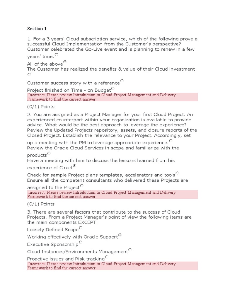 Oracle Cloud PM Course Assessment Questions & Answers | PDF | Cloud Computing | Machine Learning