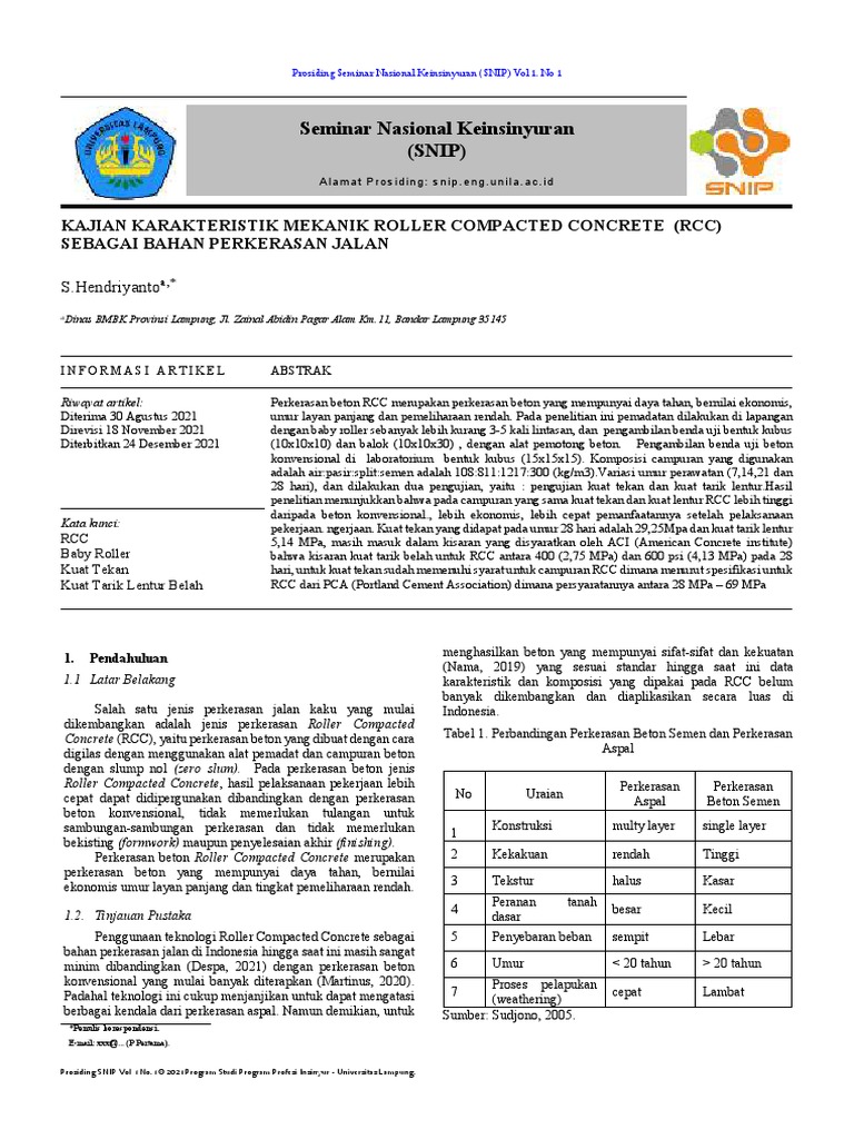 Kajian Karakteristik Mekanik Roller Compacted Concrete (RCC) | PDF