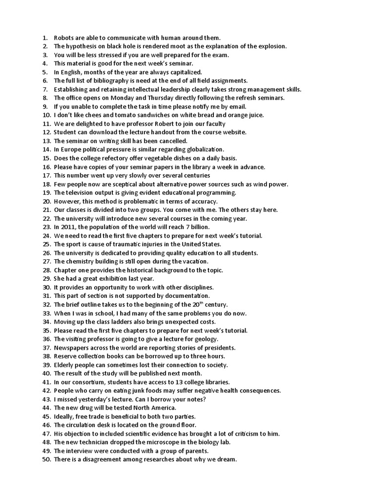 Repeat Sentence | PDF | Lecture