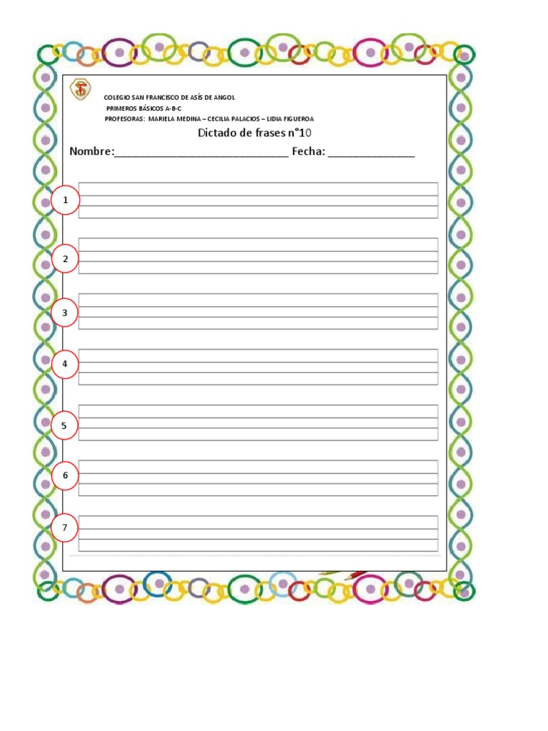 Hoja para Tomar Dictados de Frases 10 Lenguaje | PDF