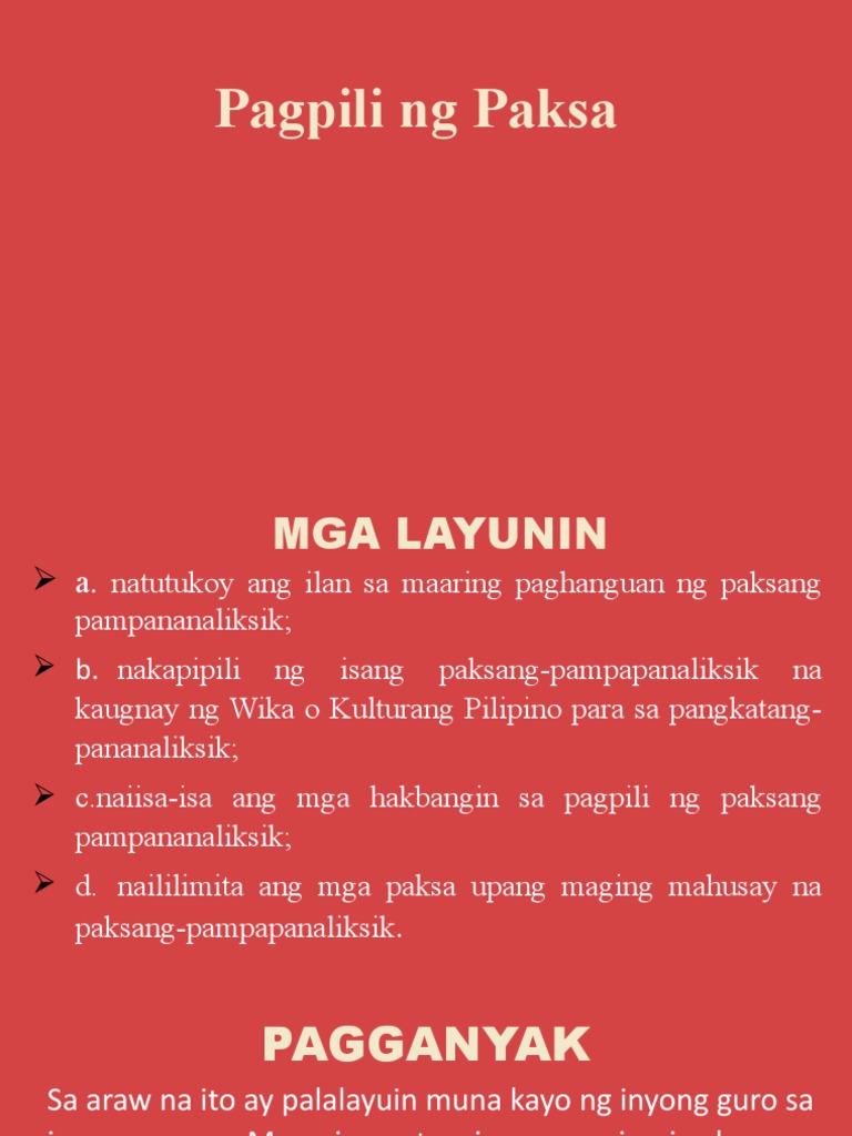 PPT Pagpili NG Paksa | PDF