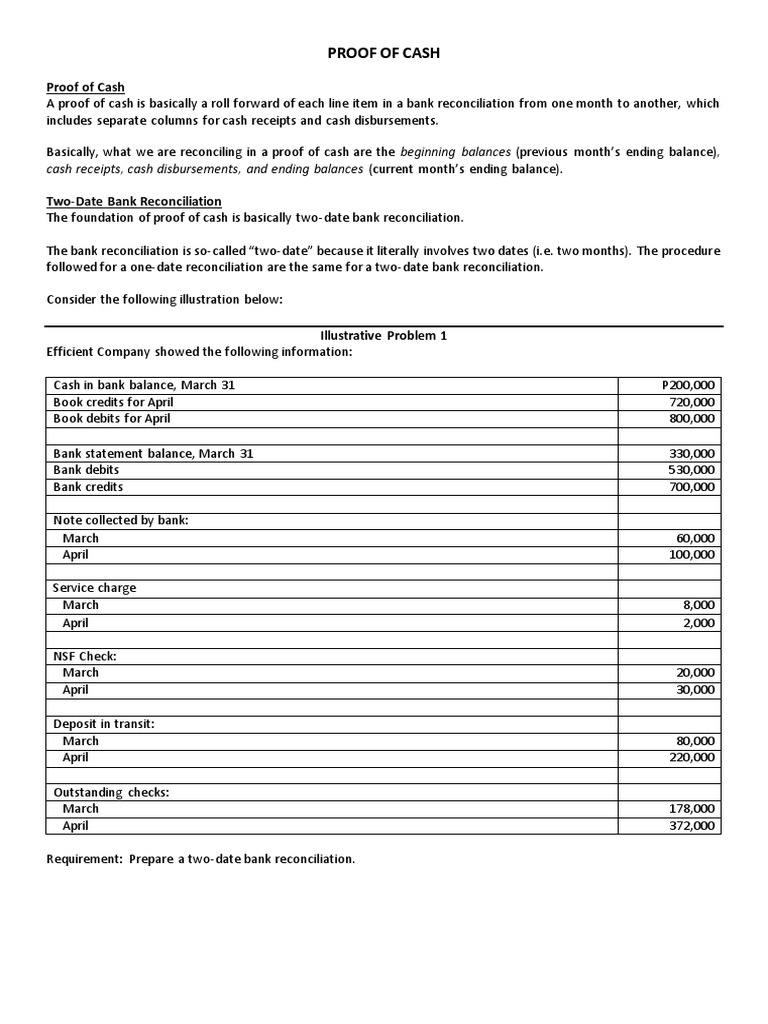 2.3.1 Proof of Cash, Accounts Receivable, Bad Debts Expense-1 | PDF ...