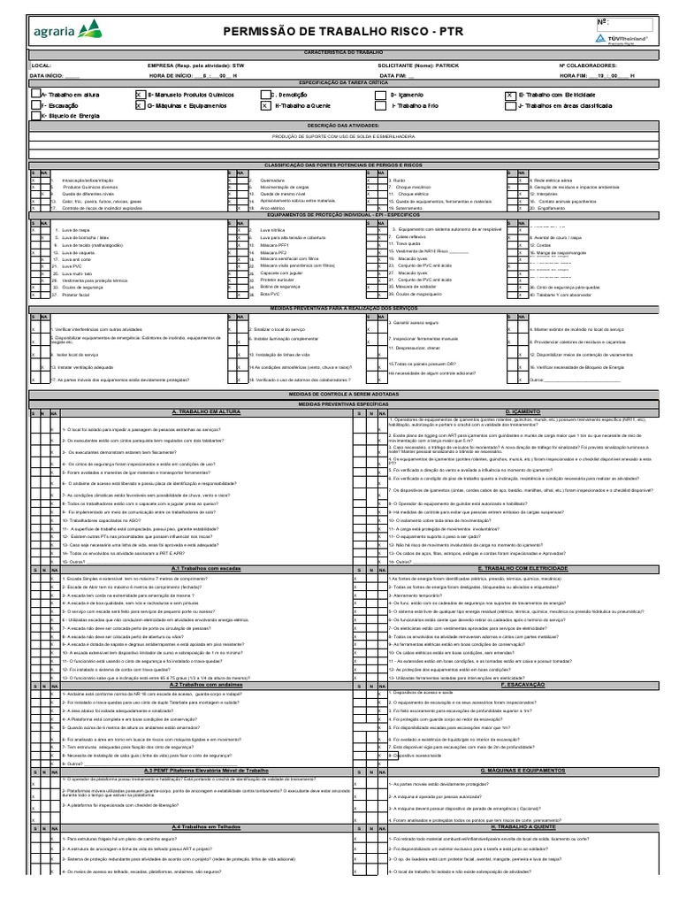 Formulário - PTR - Soldagem | PDF | Eletricidade | Química
