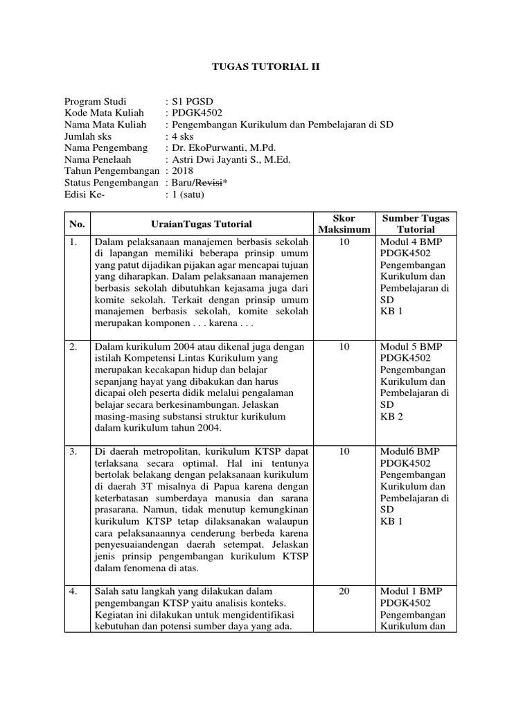 TT2 Susan Pengembangan Kurikulum | PDF | Karier & Perkembangan | Bisnis
