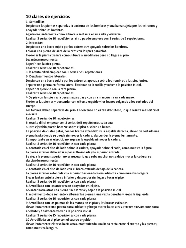 10 Clases De Ejercicios Pdf