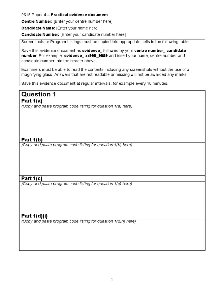 9618 Y21 SP 4 Evidence | PDF | Computing