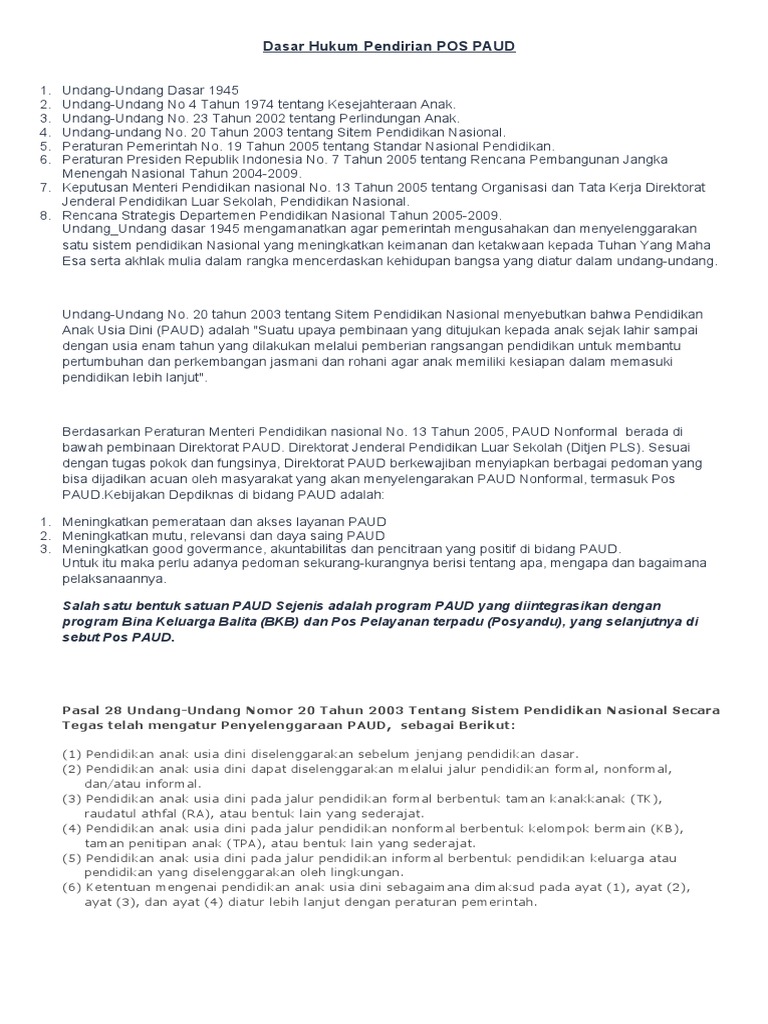 Prosedur Pengajuan Ijin Pendirian Paud Ok | PDF