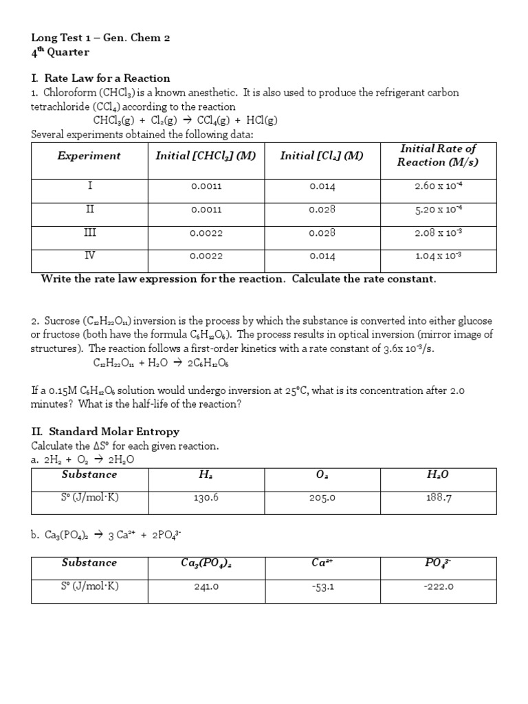 Long Test 2-Chem | PDF