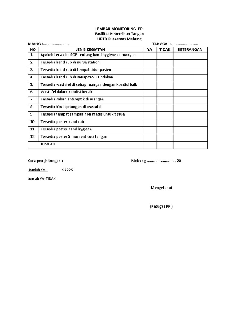 Lembaran Monitoring Program PPI PKM Mebung | PDF