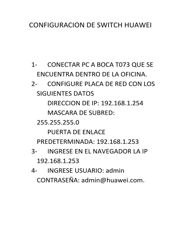 Configuracion de Switch Huawei | PDF