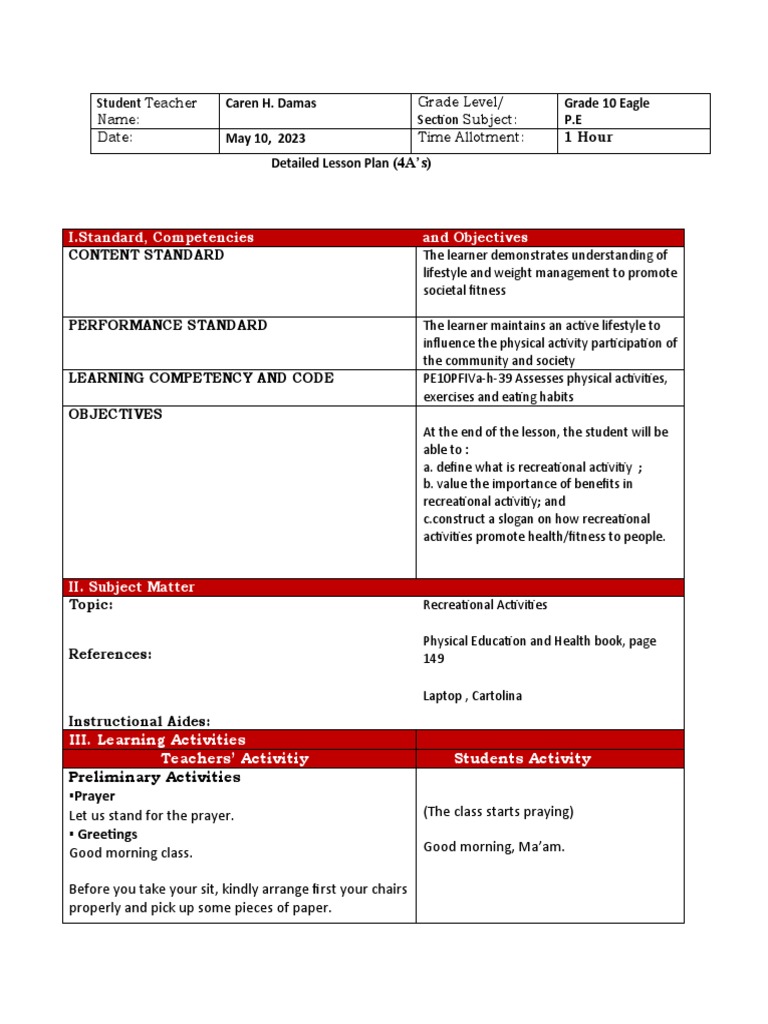BPEd LPE Formathealth | PDF | Recreation | Learning