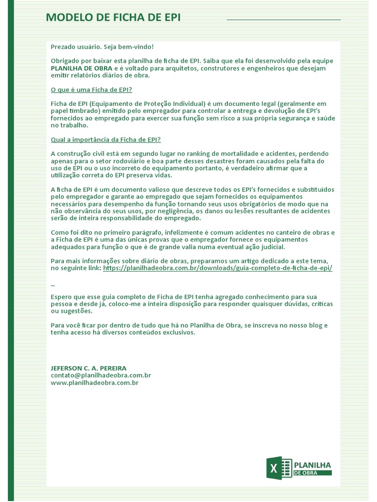 Modelo de Ficha de EPI | PDF