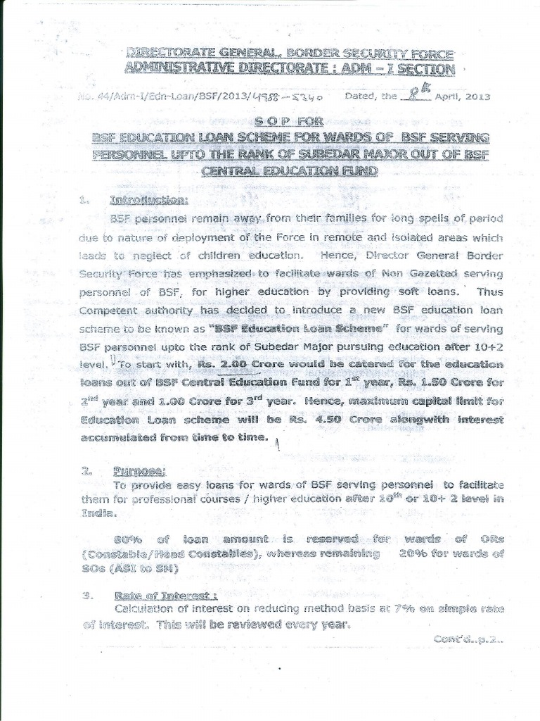 Edn Loan - Scheme - For - Wards - Sop | PDF