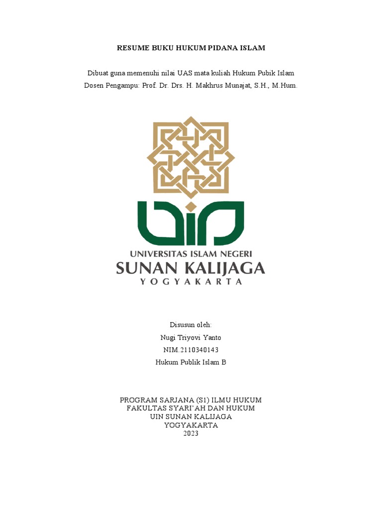 Resume Buku Hukum Pidana Islam | PDF