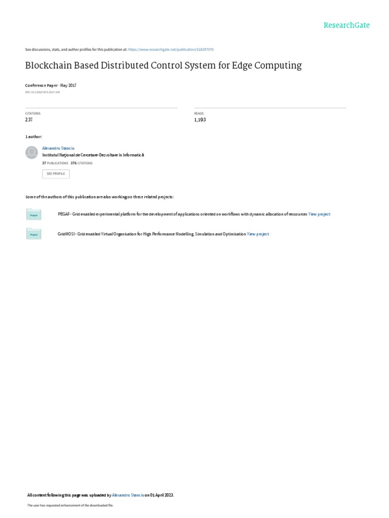 Blockchain Based Distributed Control System For Edge Computing | PDF | Internet Of Things ...