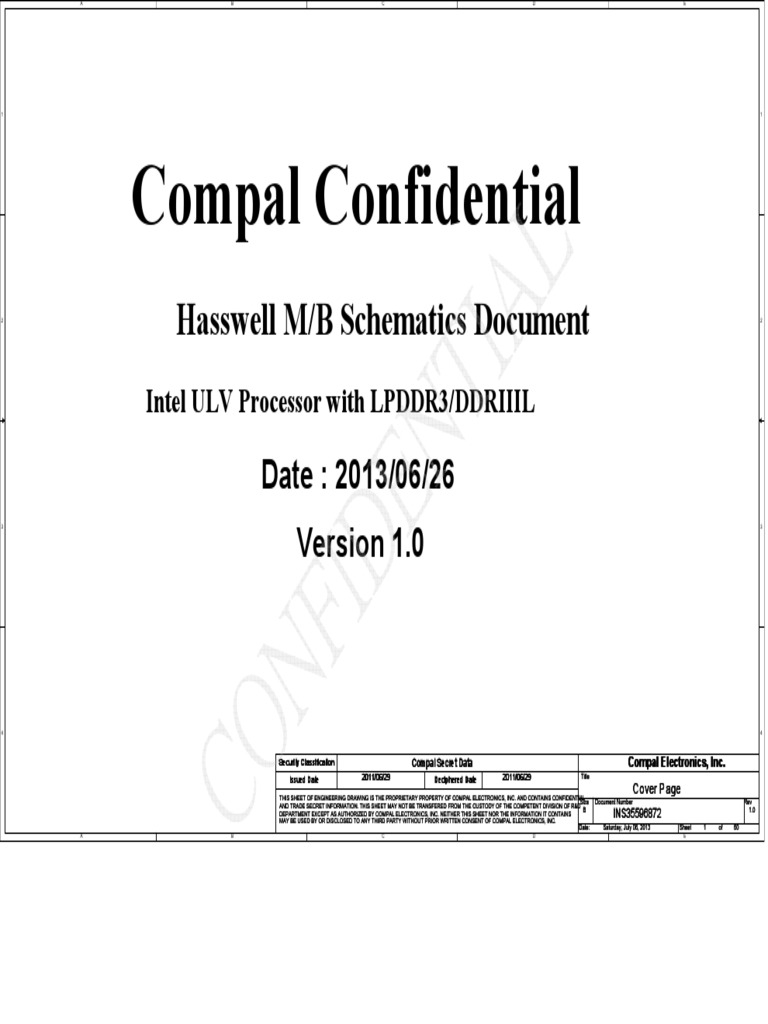 Compal Confidential: Hasswell M/B Schematics Document | PDF | Computer Engineering | Computing