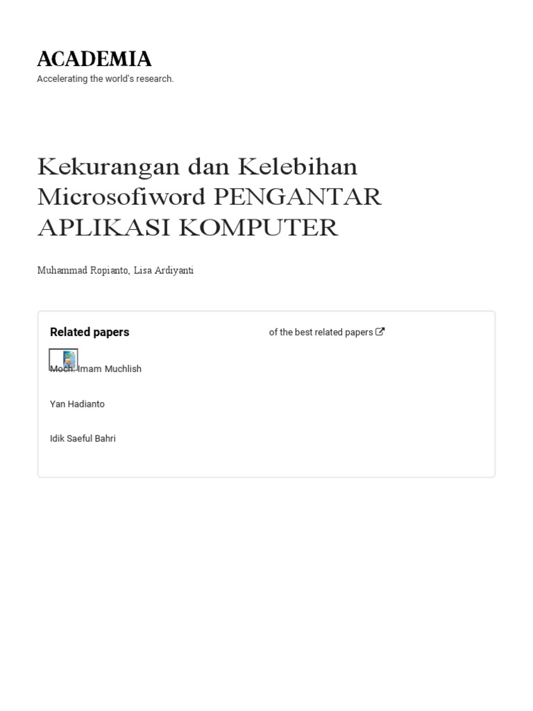 Kekurangan Dan Kelebihan Microsoftword-PENGANTAR APLIKASI KOMPUTER-with-cover-page-v2 | PDF ...