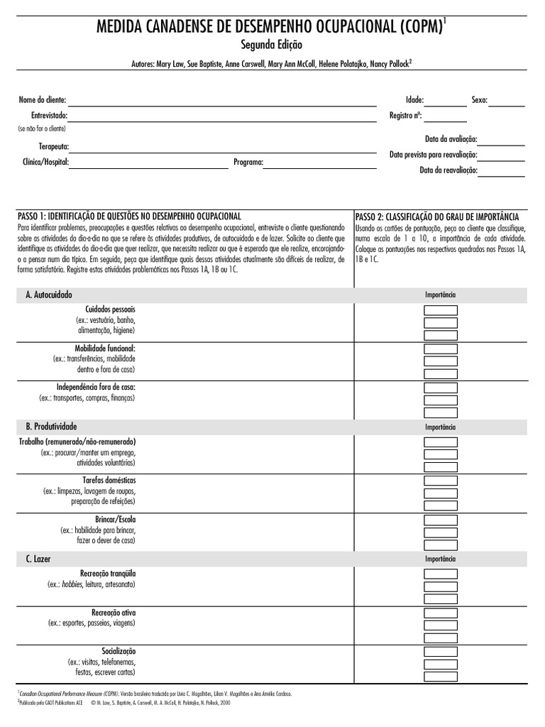 COPM Protocolo | PDF