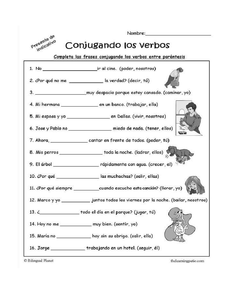 Ficha Verbos en Presente | PDF