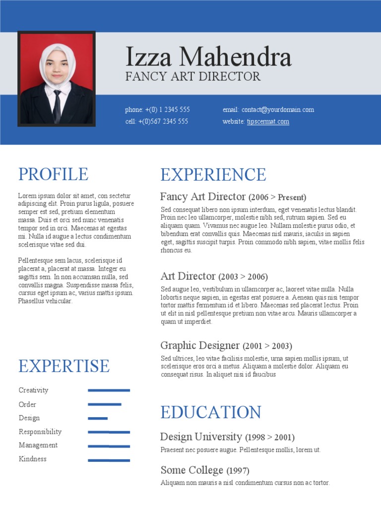 Template CV Bahasa Inggris Izza Mahendra | PDF