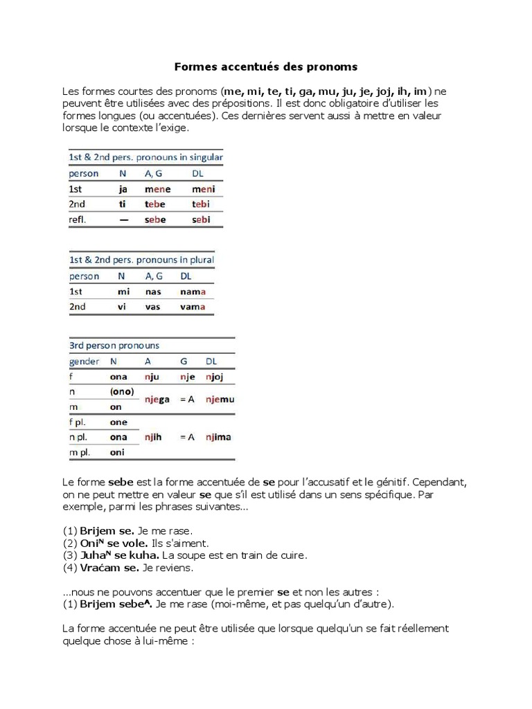 Utilisation des pronoms accentués | PDF
