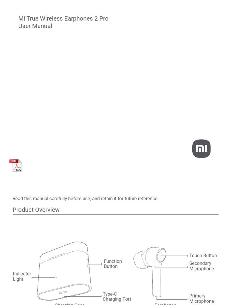 Mi True Wireless Earphones 2 Pro Manual | PDF | Headphones | Bluetooth