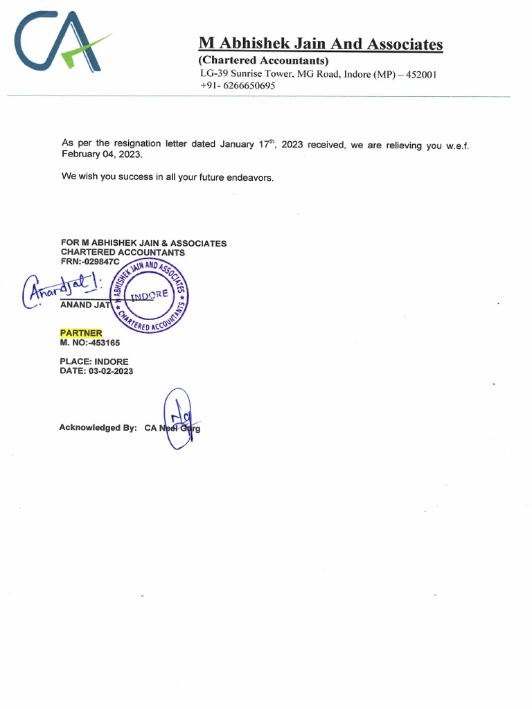 Relieving Letter | PDF