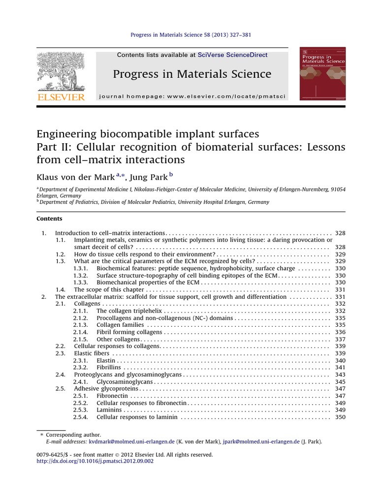 Cellular Recognition of Biomaterial Surfaces Lessons | PDF | Extracellular Matrix | Collagen