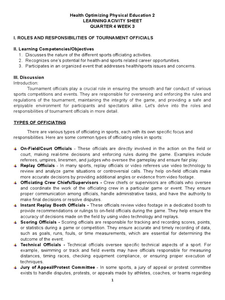 Health Optimizing Physical Education 2 W3 | PDF | Referee | Sports Health Optimizing Physical Education 2 W3 | PDF | Referee | Sports