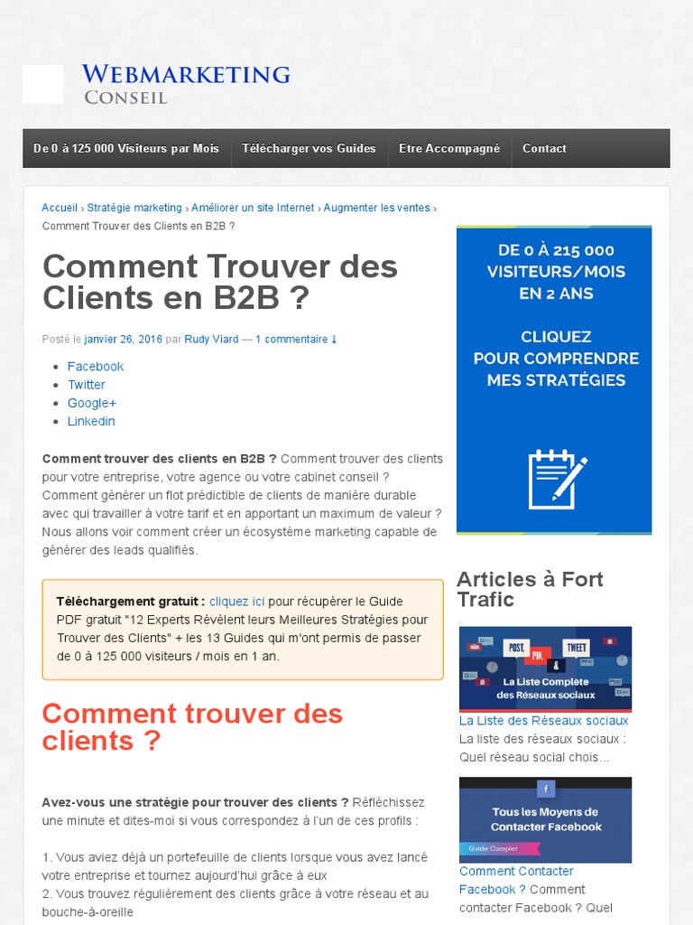 Stratégies B2B: Trouver des Clients Efficacement | PDF | Réseaux sociaux | Études sur la culture ...