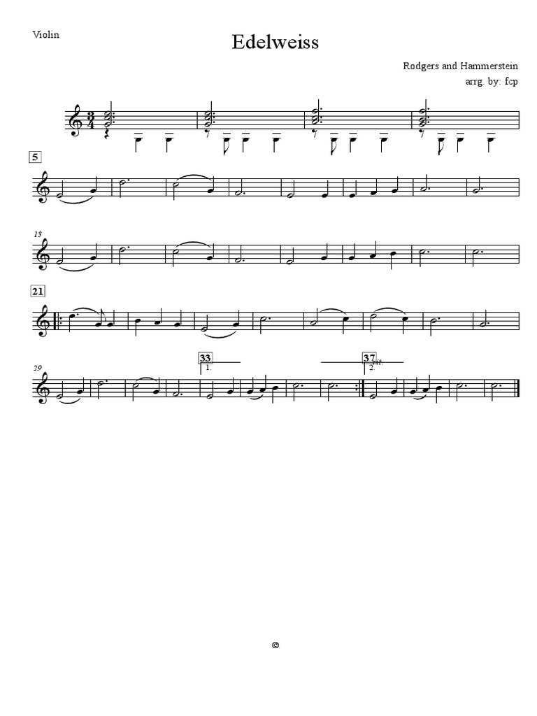 Edelweiss W Pno Violin Melody | PDF
