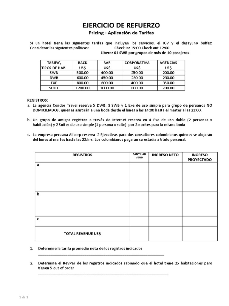 Sem06_ejercicios de Refuerzo - Aplicación de Tarifas | PDF