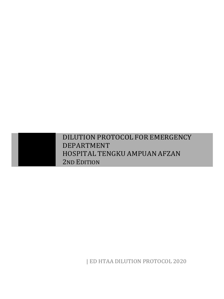 2020 Ed Dilution Protocol | PDF | Intravenous Therapy | Diseases And ...