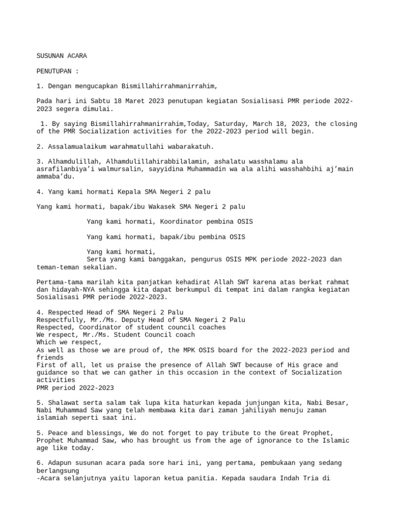 Penutupan Sosialisasi PMR 2023 | PDF | Gaya Hidup