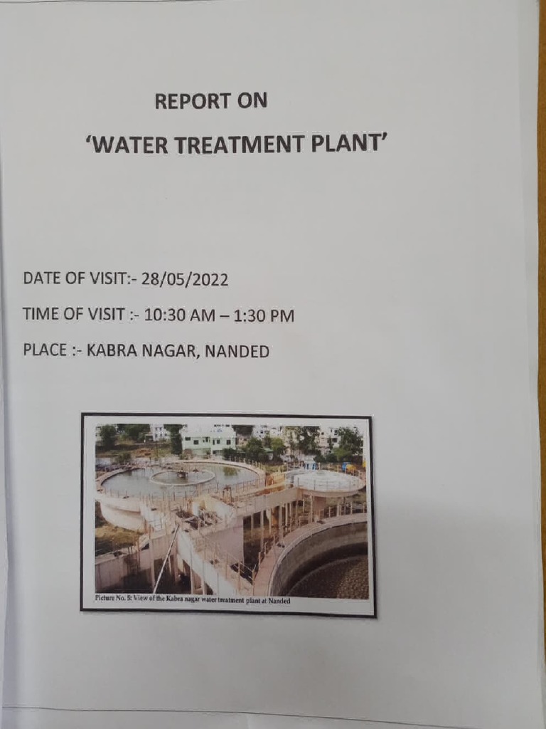 Kabra Nagar Water Treatment Report | PDF | Filtration | Procedural ...