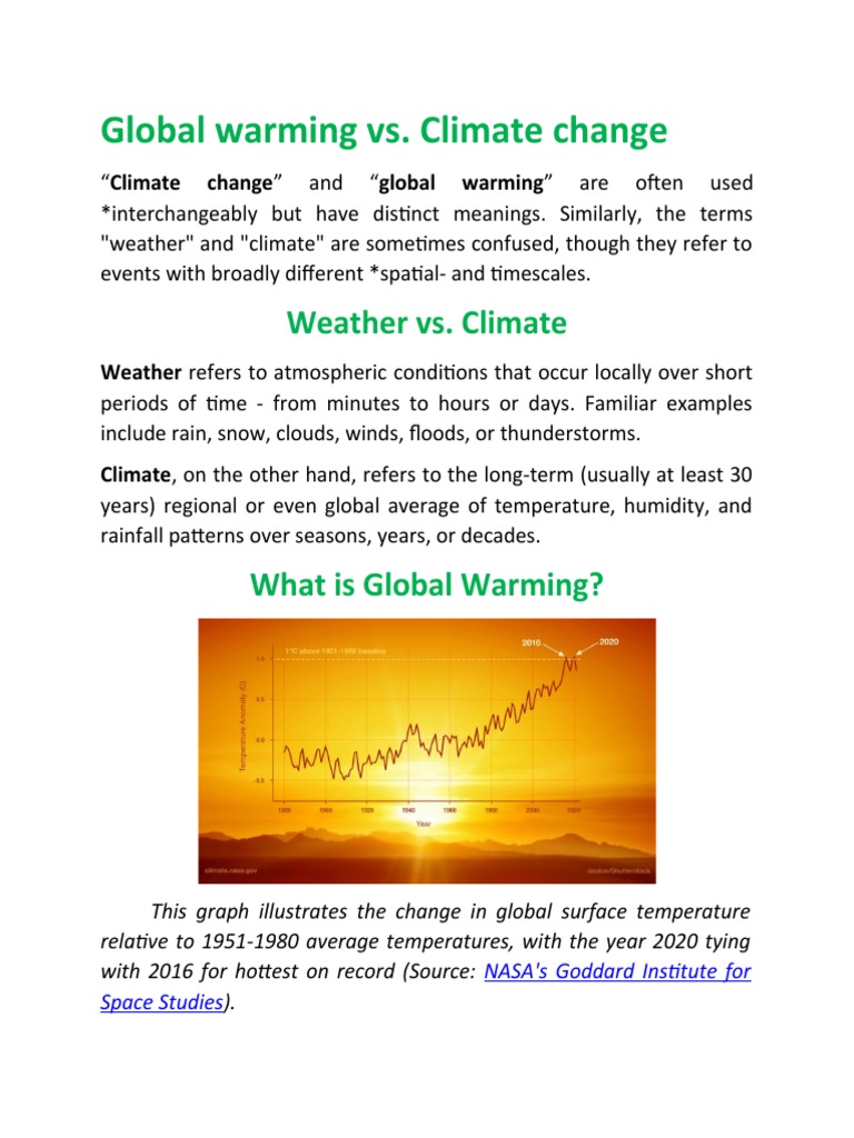 Global Warming Vs Climate Change | PDF