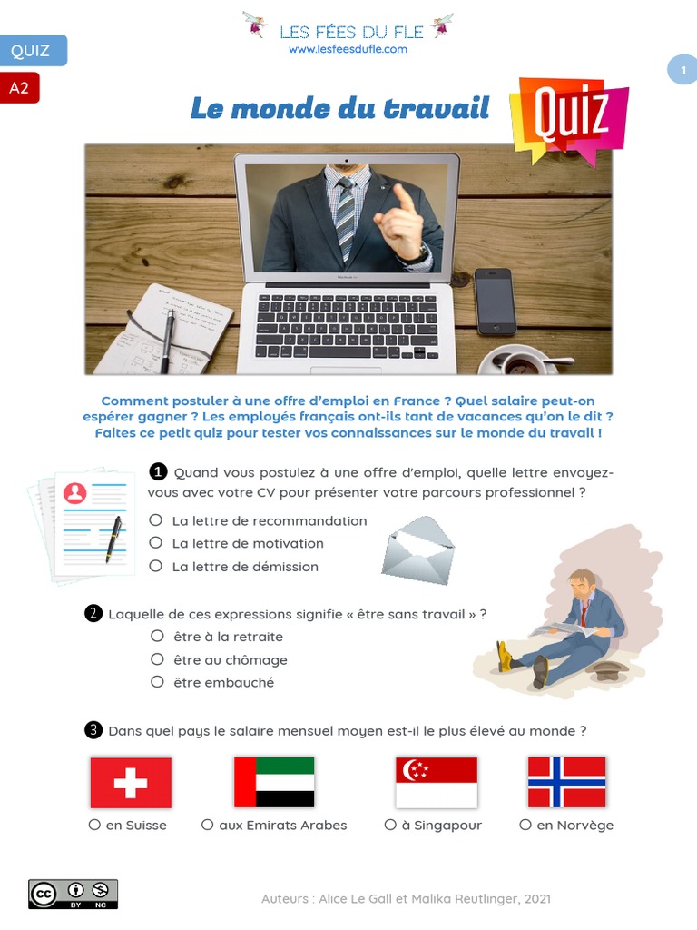 Quiz sur le monde du travail en France | PDF | Salaires | Relations de ...