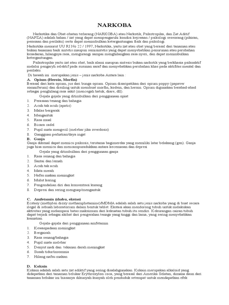 Narkoba: A. Opium (Heroin, Morfin) | PDF