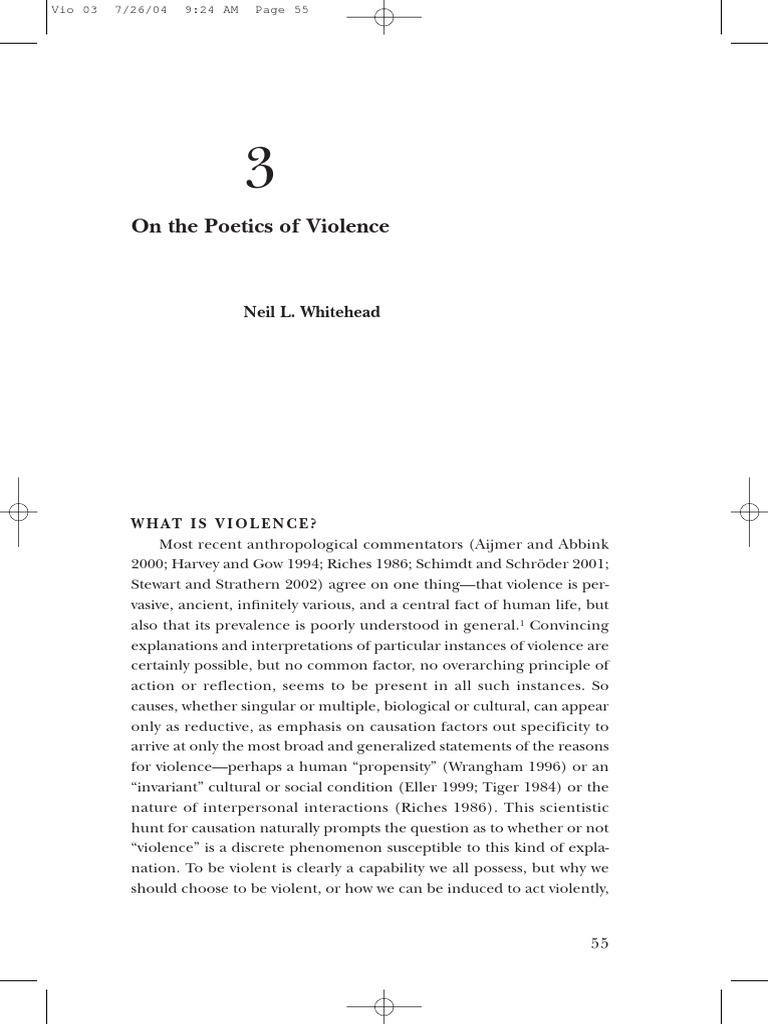 Whitehead, Neil L. On The Poetics of Violence, in Violence (Ed. Neil L ...