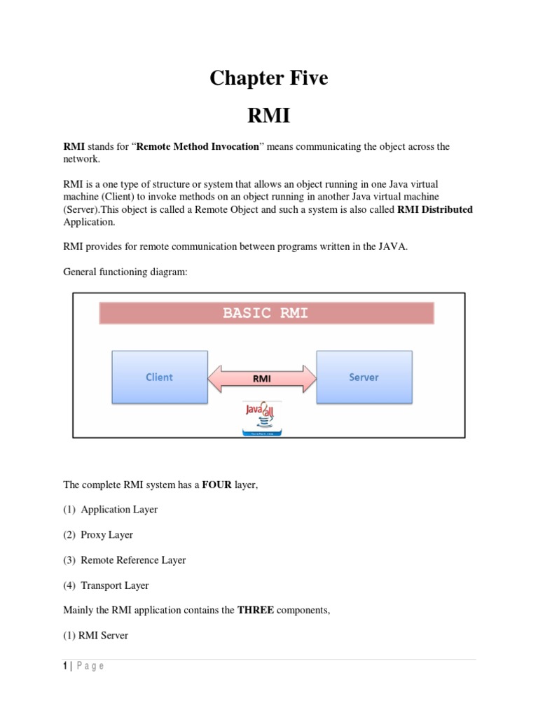 Java Programming Chapter 6 2 Rmi Introduction Pdf Java Programming Language Class