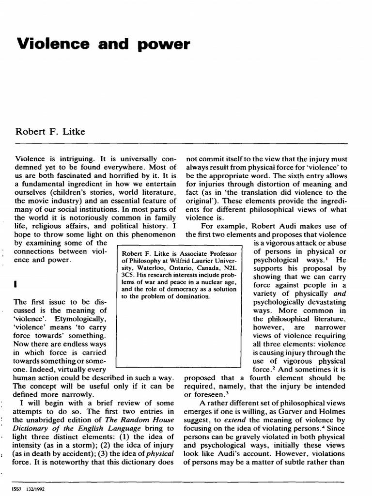 Litke, Robert F (1992) - Violence and Power, in International Social ...