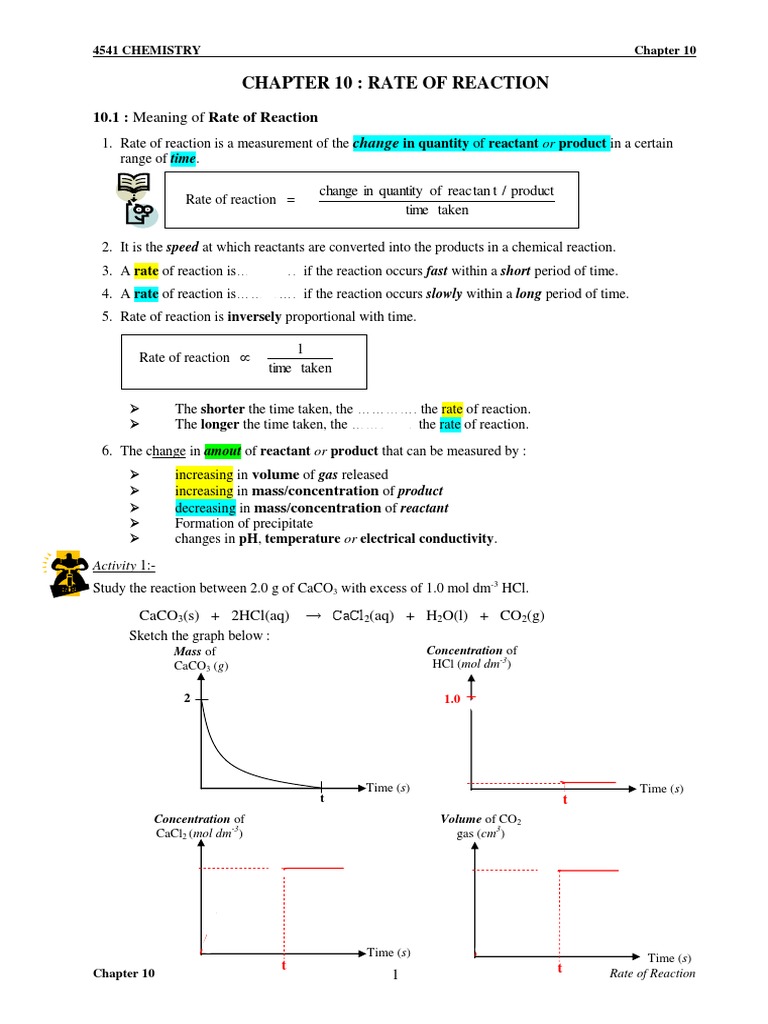 Understanding Rate of Reaction in Chemistry | PDF | Reaction Rate ...