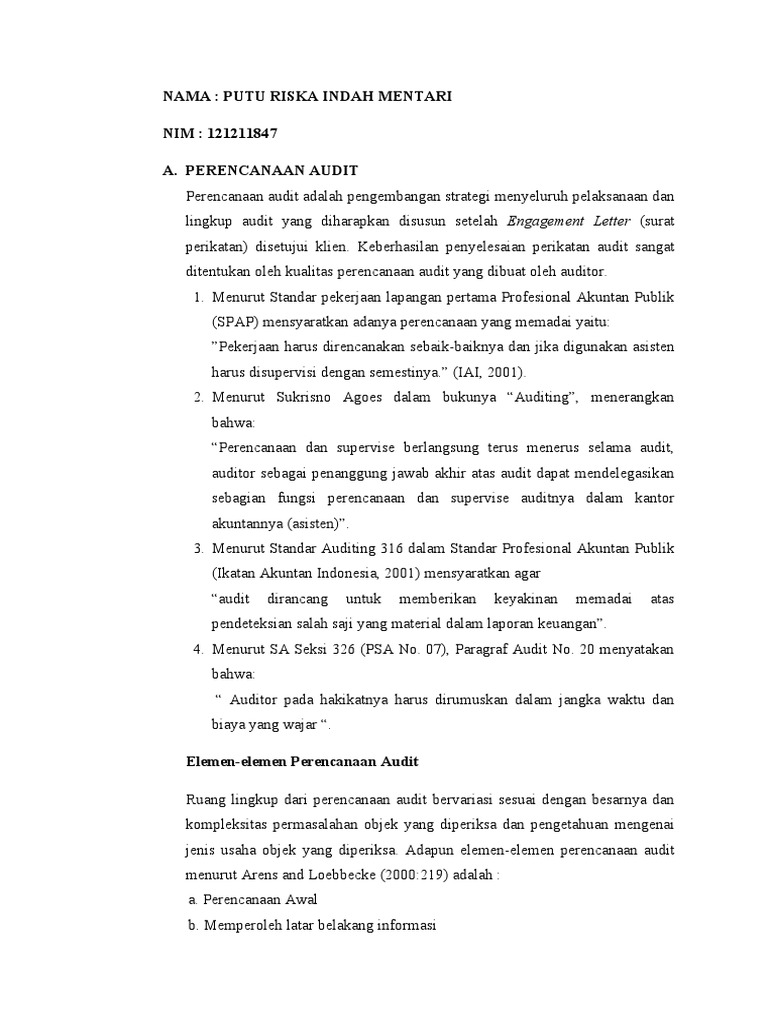 RMK 7 - Perencanaan Audit | PDF