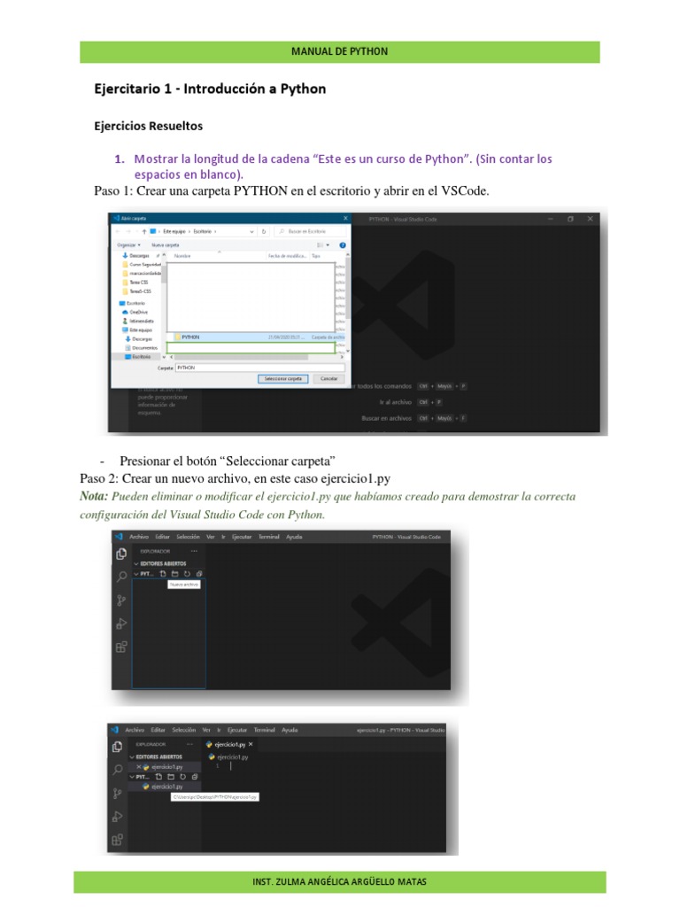 Ejercitario 1 - Introducción A Python | PDF | Python (lenguaje de programación) | Archivo de ...