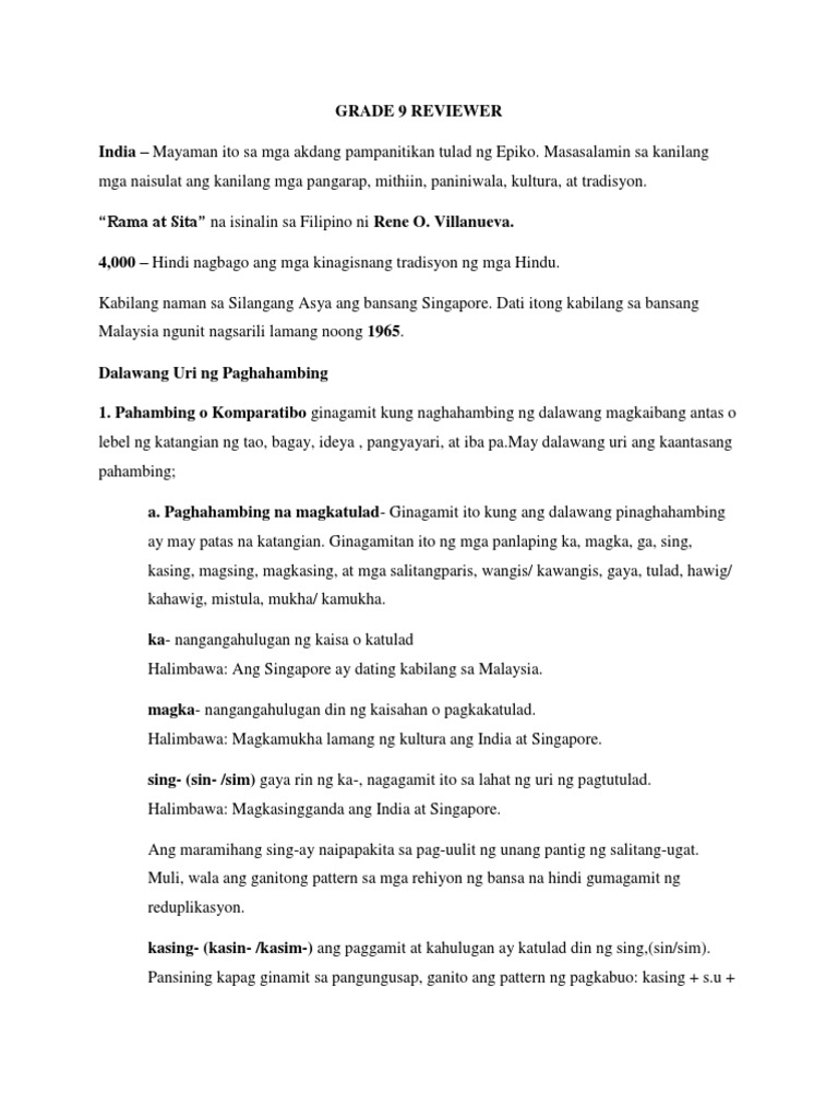Filipino Reviewer | PDF