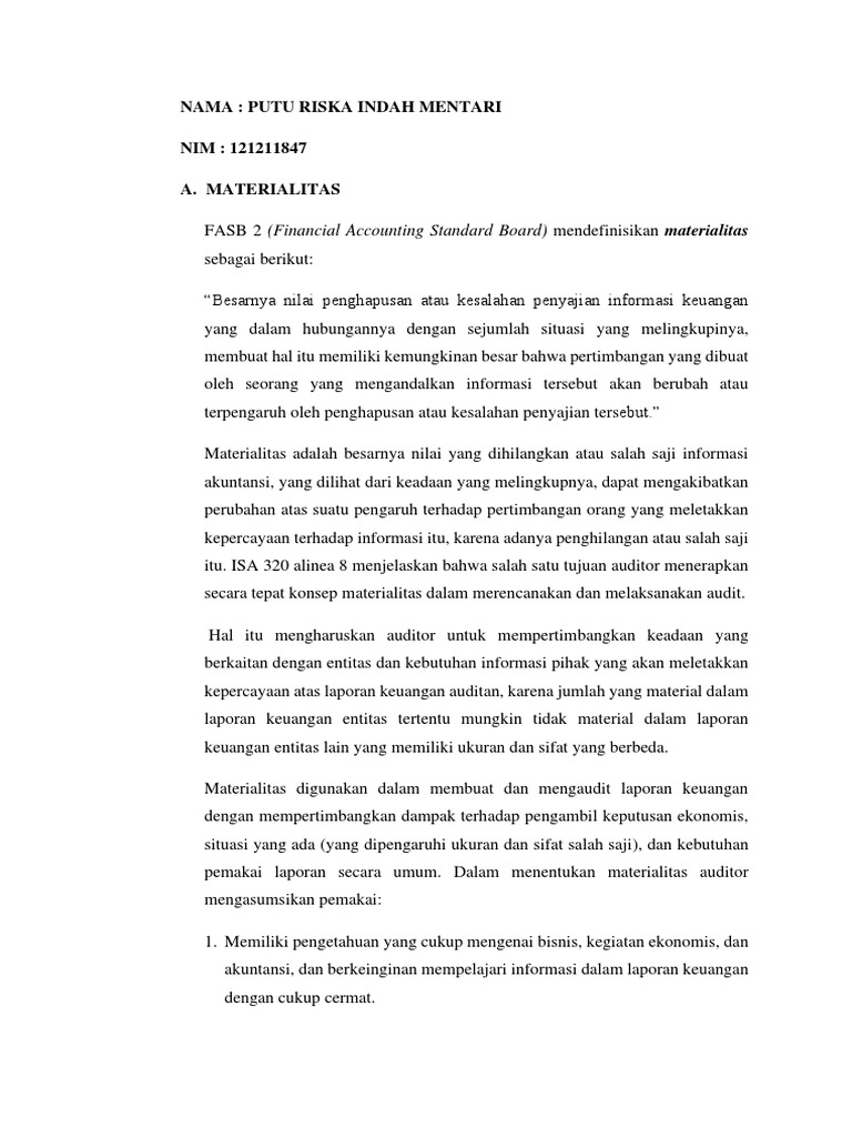 RMK 8 - Konsep Materialitas Dalam Audit | PDF