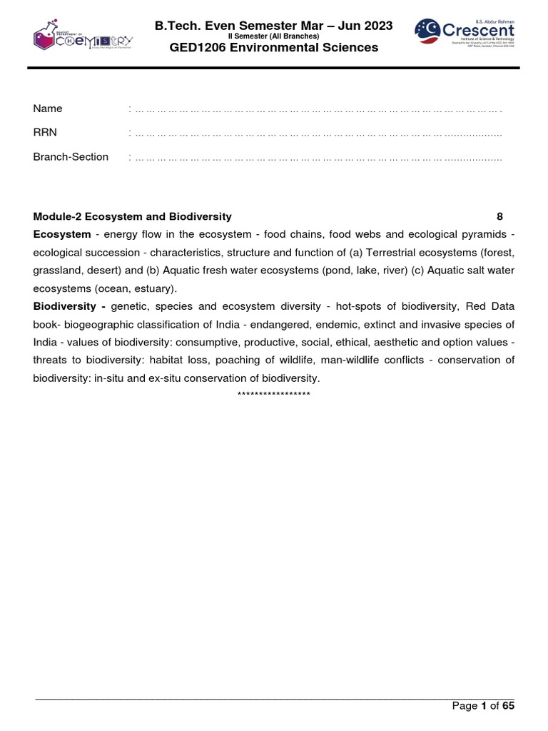 Environmental Science Ecosystems Guide | PDF | Food Web | Ecosystem