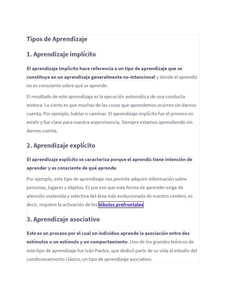 Guía de Tipos de Aprendizaje | PDF | Aprendizaje | Experiencia